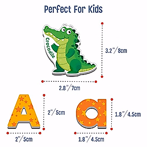 78 Magnetic Alphabet, 26 Uppercase, 26 Lowercase Letters & 26 Object Patterns, Adorable Animal Alphabet ABC Fridge Magnets Educational Letter Spelling Learning Toys Set for Toddlers 3 4 5 Years Old