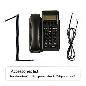 Corded Telephone Landline Telephone, Dual Interface Wired Telephone Big Button Landline Phones with Caller Identification Suitable for Office, Front Desk, Home, Hotel, Corded Landline (Black)