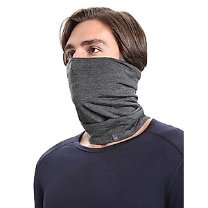 Icebreaker Merino Flexi Chute Ski Neck Gaiter For Women, Men, 100% Merino Wool - Comfortable, Versatile Neck Warmer Buff And Snowboard Face Mask - Breathable, Warm Gaiters For Adults - Jet Heather