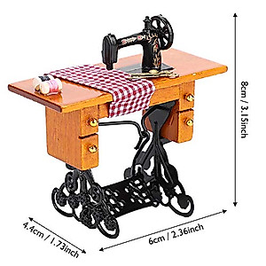 Dollhouse Sewing Machine, Fun Educational Toy Dollhouse Furniture Role Play Vintage Sewing Tools for Preschool Baby Girl Toys