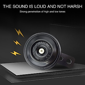 ZBGUN 1 PC Car Snail Horn Whistle, 3.7In x 2.5In 12V Metal Round Loud Speaker Scooter Snail Horn Accessories, Universal Waterproof Durable Vehicle Disc Horn for Motorcycle Moped Dirt Bike (Black)