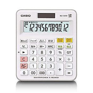 Casio MJ-120W-N Standard Calculator, Mini Just Type, 12 Digits