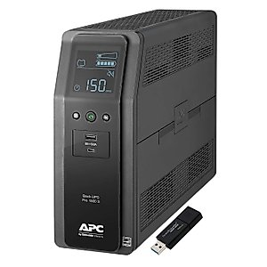 APC Sine Wave UPS Battery Backup & Surge Protector, 1500VA, APC Back-UPS Pro (BR1500MS) Bundle Including 16GB DataTraveler