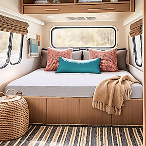 Dyonery RV Mattress Short Queen, 8 Inch Memory Foam Camper Mattress Fiberglass Free Bed in a Box Made in USA CertiPUR-US Certified, 75"×60"×8", White