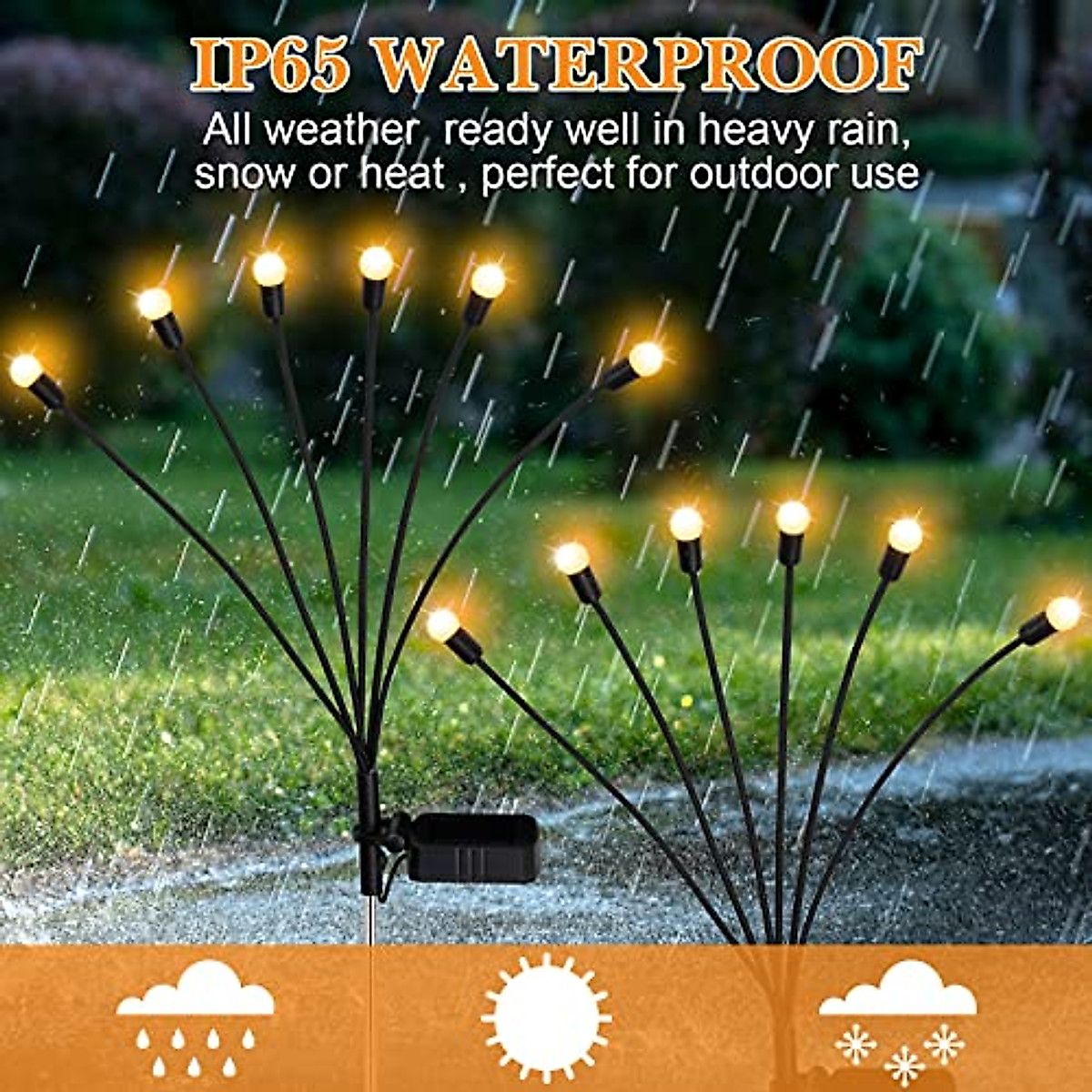 6 Pack 36 LED Solar Firefly Swaying Lights Outdoor Solar Powered Firefly Pathway Lights Waterproof Landscape Pathway Lights Swaying Decorative Warm Lights with Stake for Yard Patio Decor