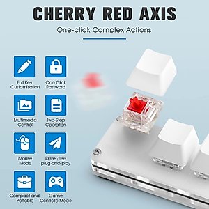 Ecarke Mini 4-Key OSU Keypad Hotswap One Handed Keypad Mechanical Gaming Keyboard,Can Self Programming Macro,with 1.5m USB-C Data Cable（Upgrade Cherry Shaft & RGB LED）