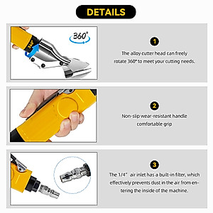 NEWTRY Pneumatic Scissors, Air Industrial Shears, Heavy Duty Metal Cutter Cutting Tool, for Metal Sheet Diamond Mesh Iron Stainless Steel Plate (upgrade B Larger Cutter Head)