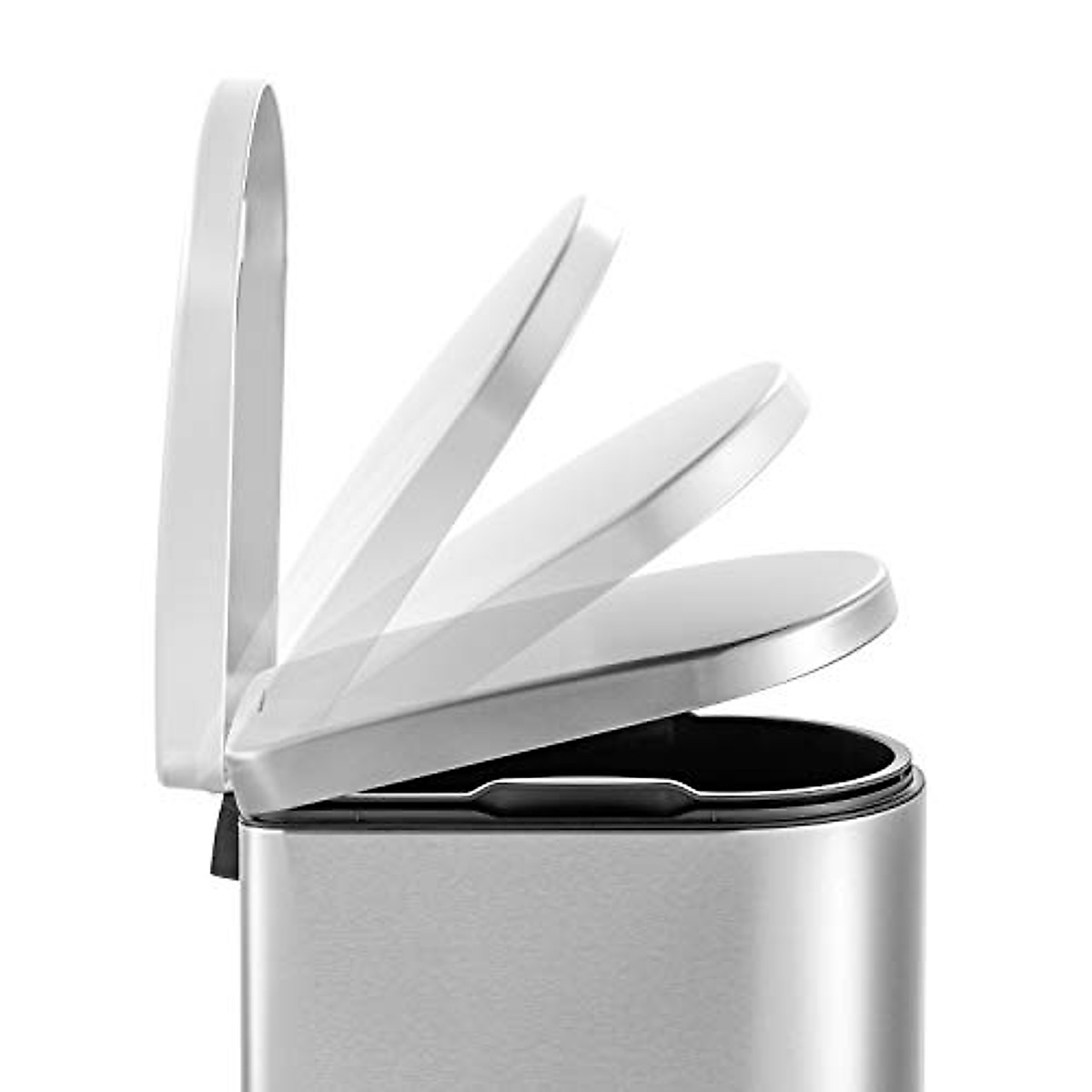 QUALIAZERO 10.6Gal Heavy Duty Hands-Free Stainless Steel Office/Kitchen Step Trash Can, Fingerprint-Resistant Soft Close Lid Trashcan, 40L / 10.6 GAL