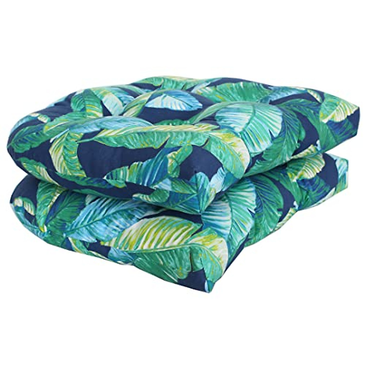 Rulu Set of 2 19"x19"x4" Hanalei Lagoon Outdoor/Indoor Wicker Seat Cushions, Blue/Green