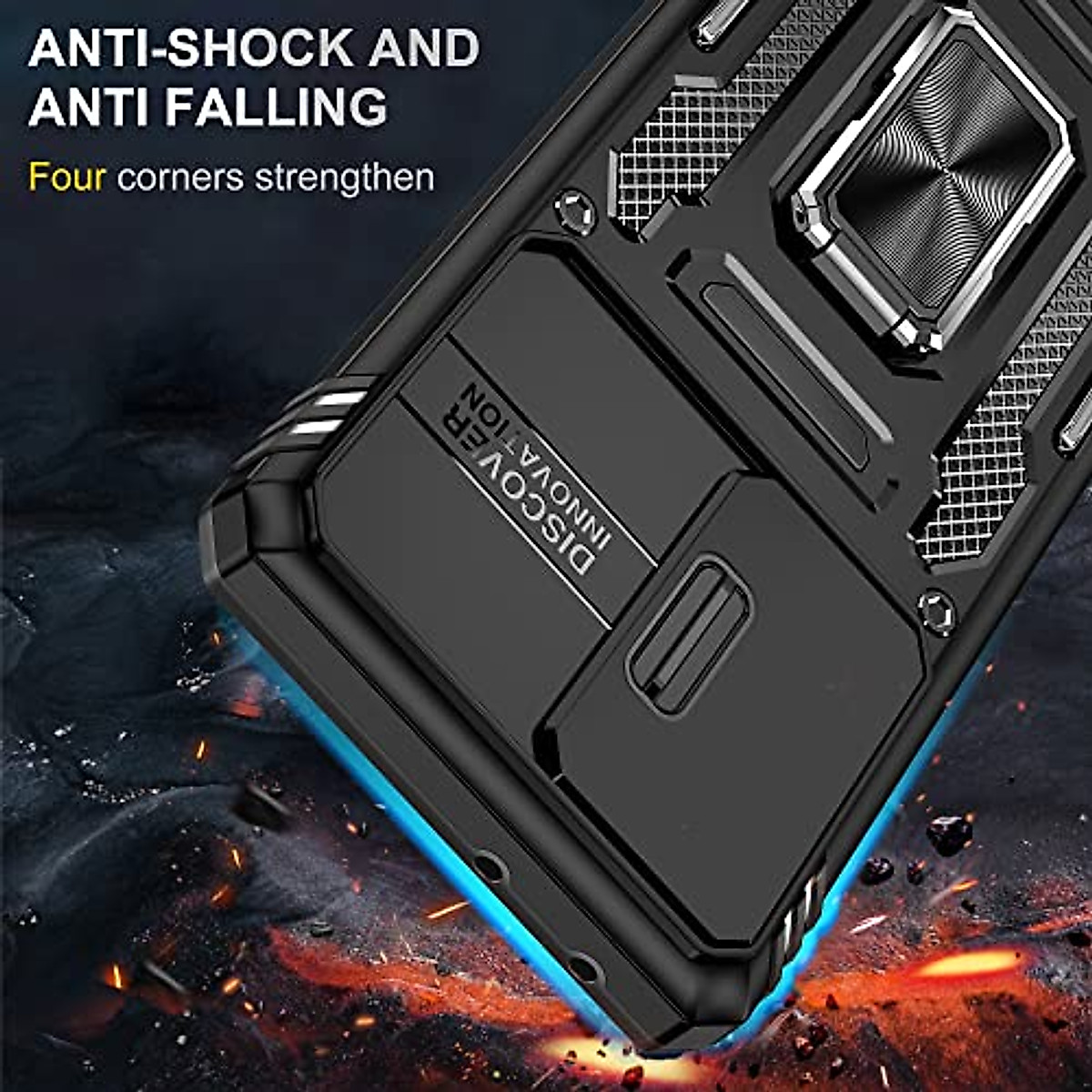 THMEIRA Samsung Galaxy S21 Ultra Case, Armor Phone Case for Samsung S21 Ultra with Screen Protector [Soft 2 Pcs] with Camera Cover, Galaxy S21 Ultra Magnetic Ring Case Anti-Fall Drop Protection, Black