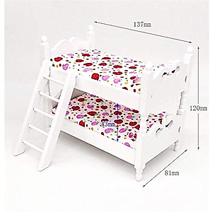 EatingBiting 1:12 Handmade Mini Miniature Double Bedroom Furniture Bunk Bed Ladder Bunk Beds Room Furniture Accessories