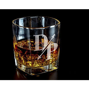 Whiskey Bourbon Glasses Personalized Monogrammed Set Rock Glass Decanter for Him Best Man Groomsmen Proposal Father in Law Idea Groomsman Groom