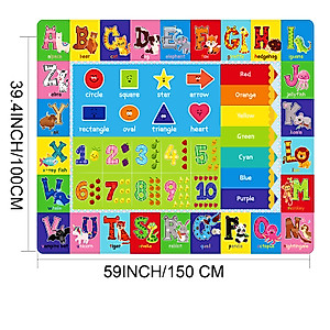 Kentaly Baby Play Mat Kids Rug for Floor, Playmat for Kids Toddlers Infant, Extra Large Thick Playtime Collection ABC, Numbers, Animals Educational Area Rugs for Playroom (59 x 39.4 Inch)