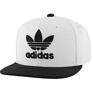adidas Originals Kids-Boy's/Girl's Trefoil Chain Flatbrim Structured Snapback Cap, White/Black/Black, One Size