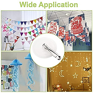 UFURMATE Adhesive Ceiling Hanging Hook, 50Pcs Round Adhesive Wall Hanger Hooks No Hole Adhesive Ceiling Hooks Invisible Sticky Eye Hooks for Haning Ceremony Decoration, String Lights