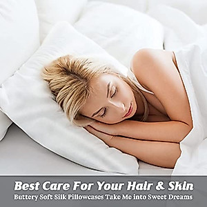 Satin Pillowcase for Hair and Skin, Silky Soft Satin Pillowcase for Women Hair Set of 4, Standard+Queen Silk Pillow Cases, Satin Pillowcase with Envelope Closure (White, 20x26 Inches+20x30 Inches)