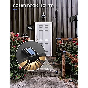 Solar Step Lights, Solar Deck Lights Outdoor, Warm White Led Solar Lights for Outdoor Waterproof Decorative Lighting, Fence Lights with Dusk to Dawn Wall Lights for Yard, Garden