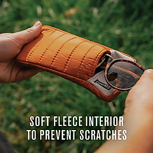 Chums Sunglass Sleeper & Glasses Case - Lightweight Scratch Resistant Travel Case & Sunglass Organizer (Orange/Tan/Navy)