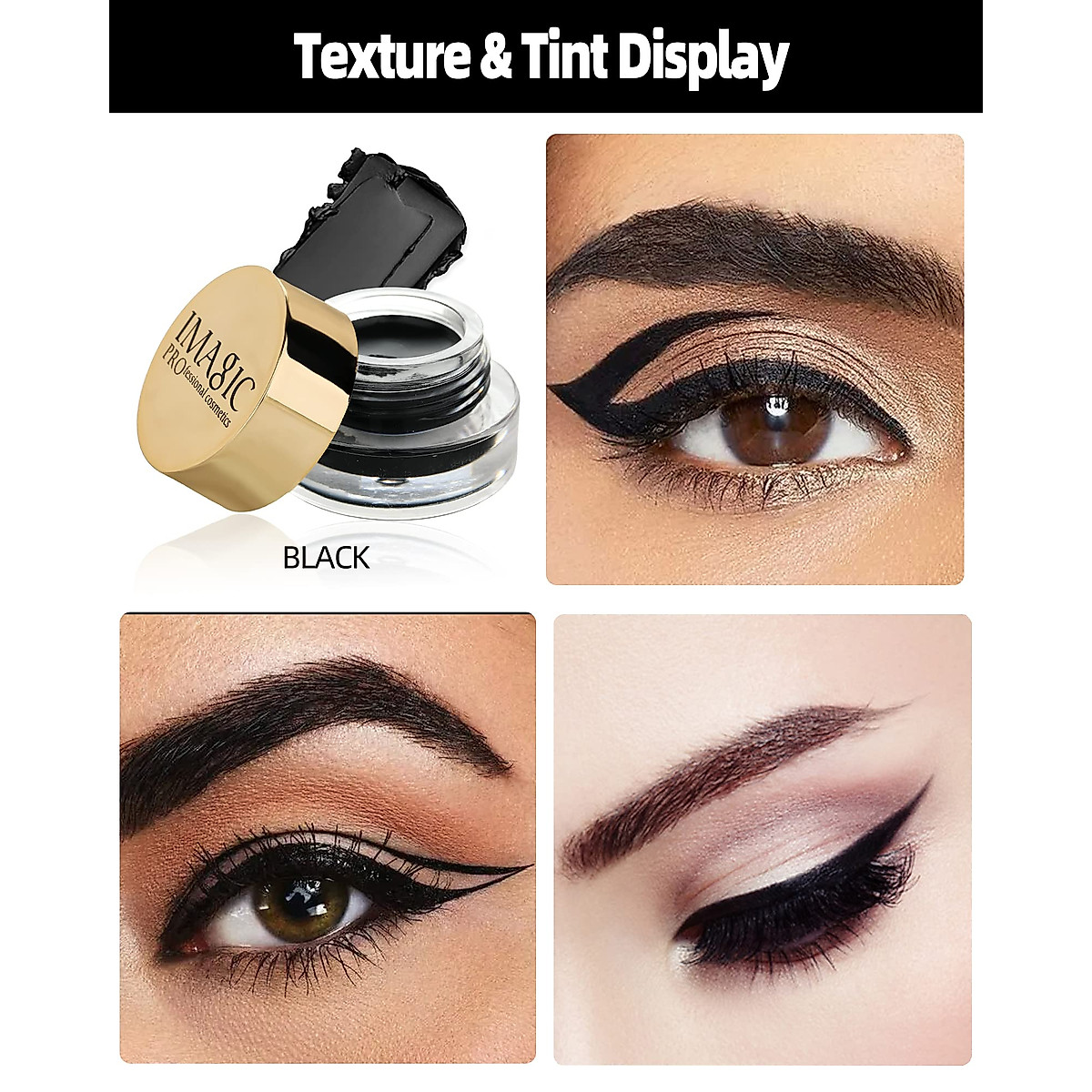 LYSdefeu Black Gel Eyeliner, Long Lasting Waterproof Matte Eyeliner Cream Gel, High-Intensity Pigments Smudge-Proof Eye Liner,Makeup Gift for Women Girl delineador de ojos contra el agua