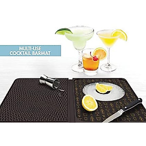 Talisman Designs Original Multi-Use Cocktail Bar Mat for Countertop | 9 x 12 | Black | Versatile Bar Spill Mat | Slice & Prep Cutting Board | Non-Slip Work Surface | Home Bar Accessory