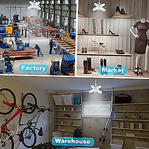 Gawany 1 Pack Mini LED Garage Light, 38W Deformable LED Garage Ceiling Lights with 4 Adjustable Panels, 6000LM 6500K E27/E26 LED Shop Lights for Garages, Workshop,Indoor, Outdoor White 256bu