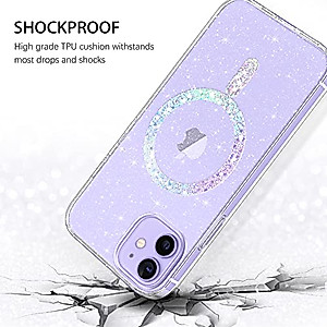 DUEDUE for iPhone 12/iPhone 12 Pro Magnetic Case [Compatible with Magsafe], Clear Glitter Full Body Protective Cover Slim TPU Transparent Shockproof Bling Phone Case for iPhone 12/12 Pro 6.1", Clear