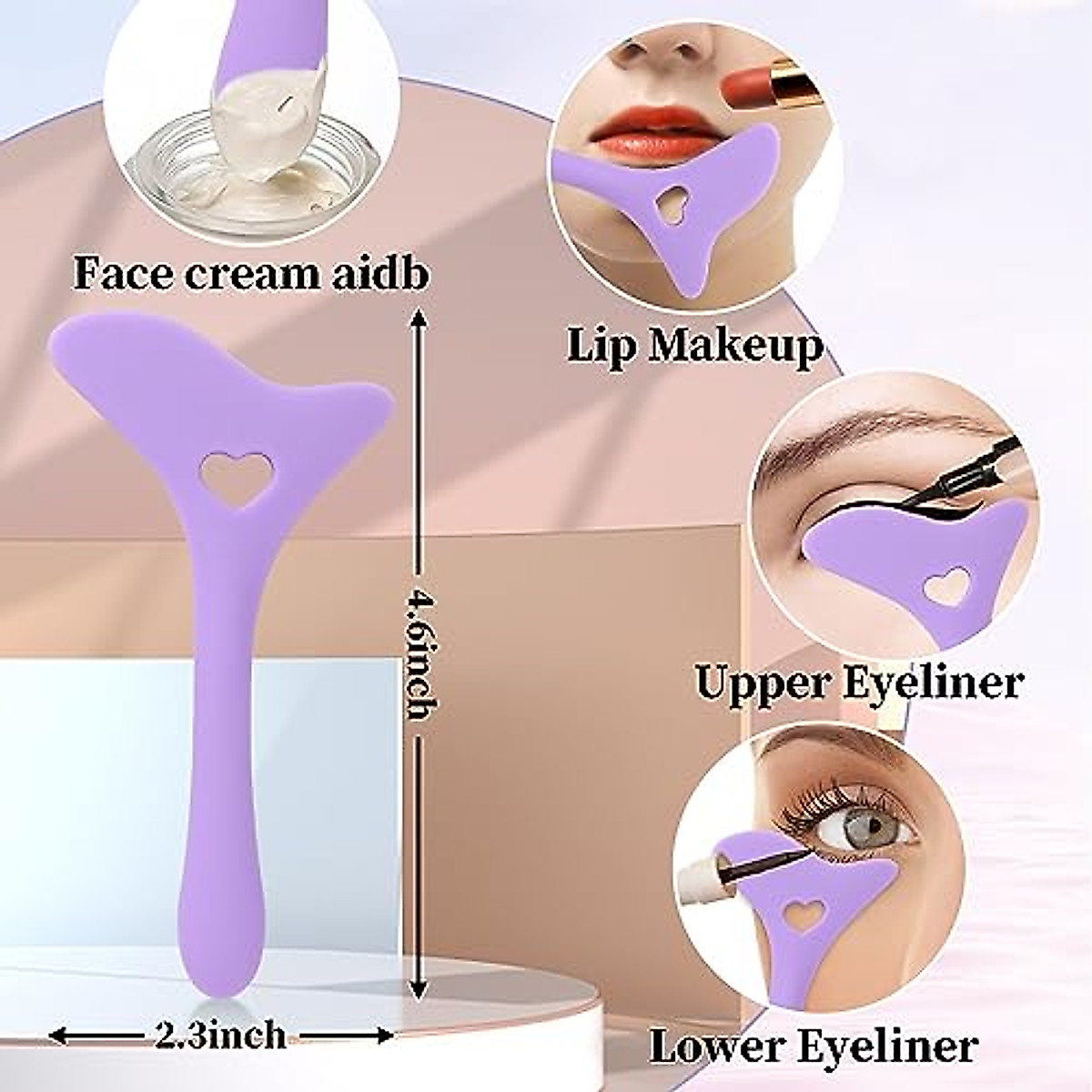 FEBSNOW Eyeliner Stencils 4pcs Multifunction Eye Make Up Aid Tool Silicone Eyeshadow Shield Guard with 4 Mascara Brushes Easy to Use Make Up tools(Purple)