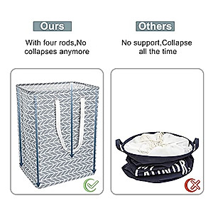 Gwane 96L Collapsible Laundry Basket with 4 Detachable Brackets, Thick Waterproof Lining, Large Square Laundry Hamper for Bathroom, Bedroom, Clothing, Toy Storage(Gray Fishbone)