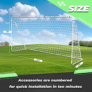 HomGarden 12' x 6' Portable Soccer Goal Football Post Target Net Tournament Regulation Training Aid Ultimate Backyard Outdoor Kids Soccer Goal