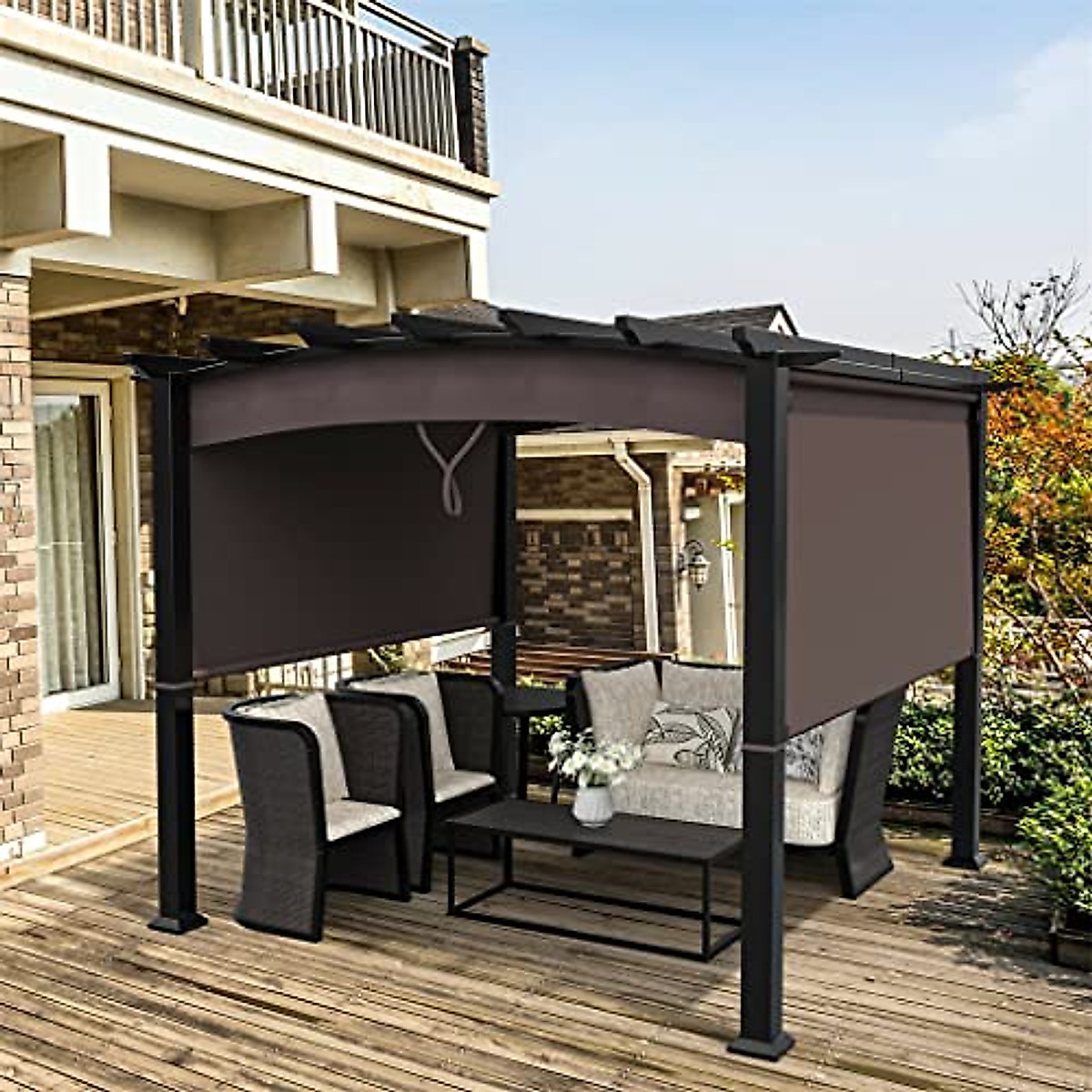 ZZBJ Patiojoy 10 X 10ft Patio Pergola Gazebo Sun Shade Shelter W/Retractable Canopy