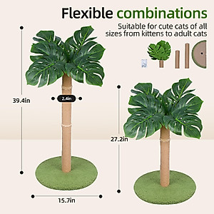 Yepdin Cat Scratching Post 39.4 inch Tall Cat Tree for Indoor Cats Large Adult Cat Scratching Post with Sisal Rope,Cute Kitten Cat Scratcher in Monstera Plants
