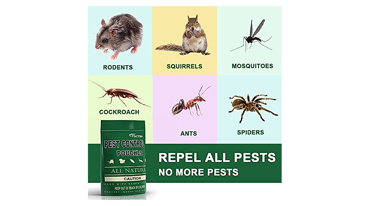 TSCTBA Pest Control Pouches,Squirrel Repellent,Peppermint Oil Pest and ...