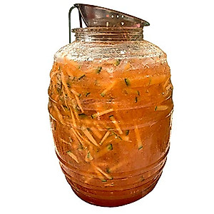 Made In Mexico Vitrolero Aguas Frescas Tapadera Water Jug Juice Beverage Container With Lid & 16oz Ladle Combo, 5-Gallon 20L - Clear, Party Fiesta Catering - BPA Free Food Grade Plastic