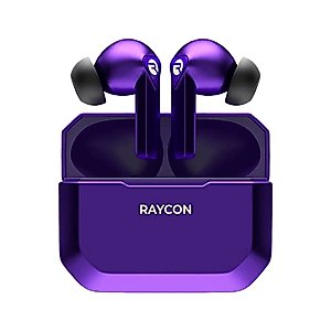 Raycon The Gaming Bluetooth True Wireless Earbuds with Built in Mic, Low Latency, 31 Hours of Battery, Charging Case with Talk, Text, and Play, Bluetooth 5.0 (Digital Purple)