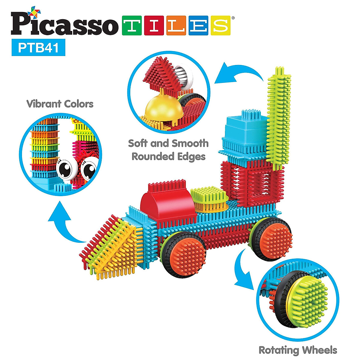 Picasso Toys 41pc Hedgehog Hedgehog Block Building Blocks Construction Toy Set w/IdeaBook Learning Playset None Magnetic STEM STEAM Educational Kit Child Brain Development Preschool Kindergarten PTB41
