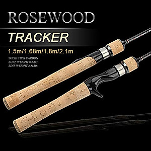Rosewood 1.5m/1.68m/1.8m/2.1m Ultra Light Solid tip Spinning Fishing Rod Casting Poles (Casting Rod, 2.1m)