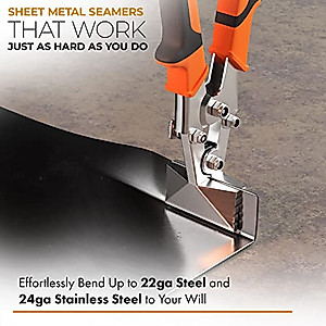 AMERICAN MUTT TOOLS Sheet Metal Hand Seamer - 3 Inch Sheet Metal Bender with 1/4" Depth Markings | Metal Bending Tool, Aluminum Siding Seamer, Straight Seamer, Tong HVAC Hand Seamers Sheet Metal Tools