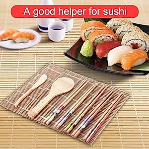 Fu Store Sushi Making Kit Set 9 PCS-Sushi Rolling Mats Rice Paddle Rice Spreader Sushi Roller Bamboo Beginner Sushi Maker
