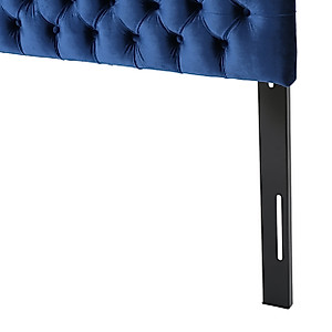 Christopher Knight Home Jezebel Velvet Headboard, Queen / Full, Navy Blue / Black Steel