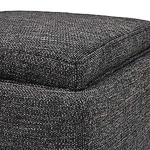 Amazon Brand – Rivet Ross Modern Tweed Lift-Top Storage Ottoman Pouf, 17.7"W, Caviar
