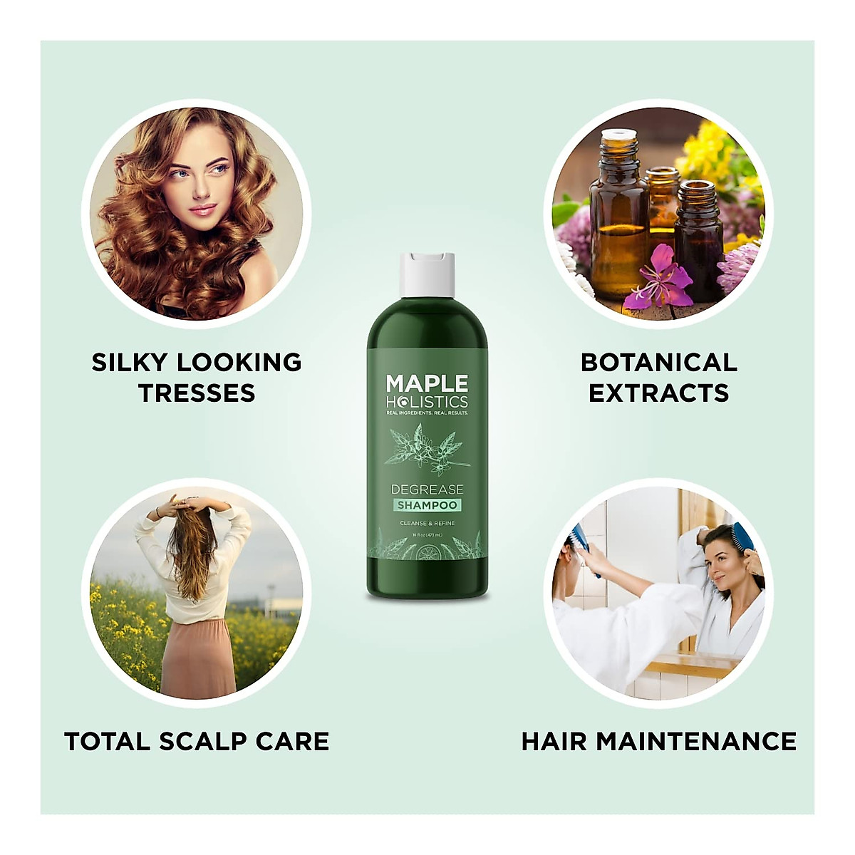 Oily Hair and Scalp Shampoo and Conditioner by Degrease - Oil-Control Haircare for Men and Women, Sulfate, Silicone and Paraben-Free with Pure Essential Oils, 16oz Each