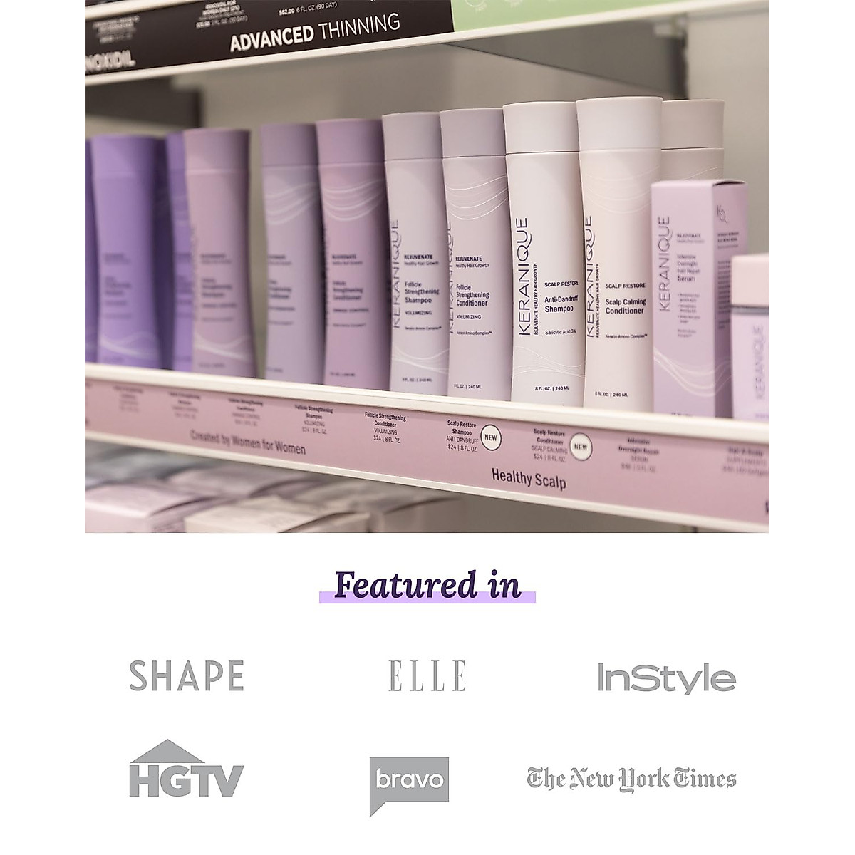 Keranique Volumizing Mousse for Women - Thickening and Styling Anti-Frizz Foam for Fine, Straight, Wavy, and Curly Hair