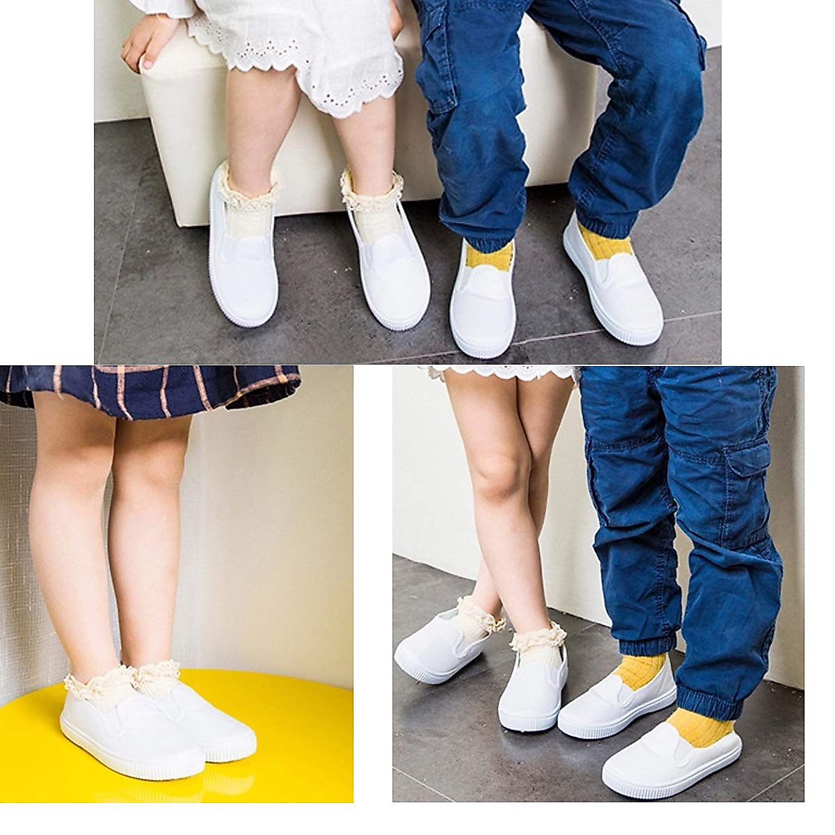 Unpafcxddyig Kids Sneakers Athletic Running Tennis Sport Shoes Light Weight Slip on Toddler 8,White a