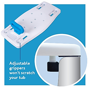 Carex Portable Shower Bench - Shower Bath Seat - Fits tub having width in the range of 19"-28". Comfortable Contoured Seating Area with 300 Pound Weight Capacity, Portable and Easy to Store