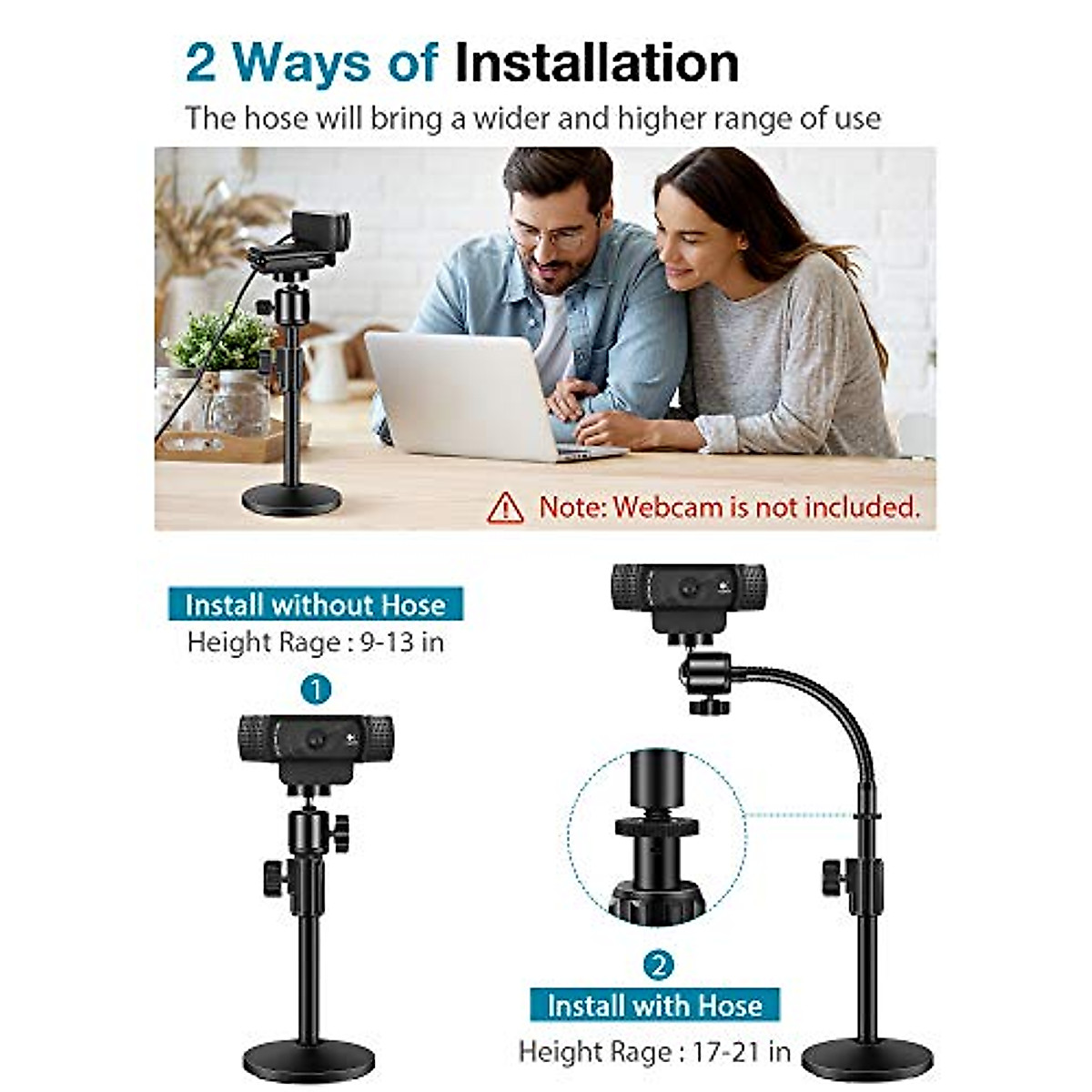 InnoGear Webcam Stand, Upgraded Flexible Desktop Stand Gooseneck Stands Holder for Logitech Webcam C922 C930e C920S C920 C615 C960 and BRIO and Other Devices with 1/4" Thread