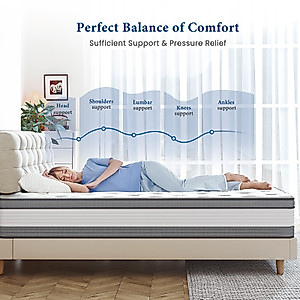 Coolvie Mattress Full Size, 12 Inch Full Size Mattress in A Box, Hybrid Full Mattress Individual Pocket Springs Full Mattress with Memory Foam Layer Provide Motion Isolation & Cool Sleep, 2024 New