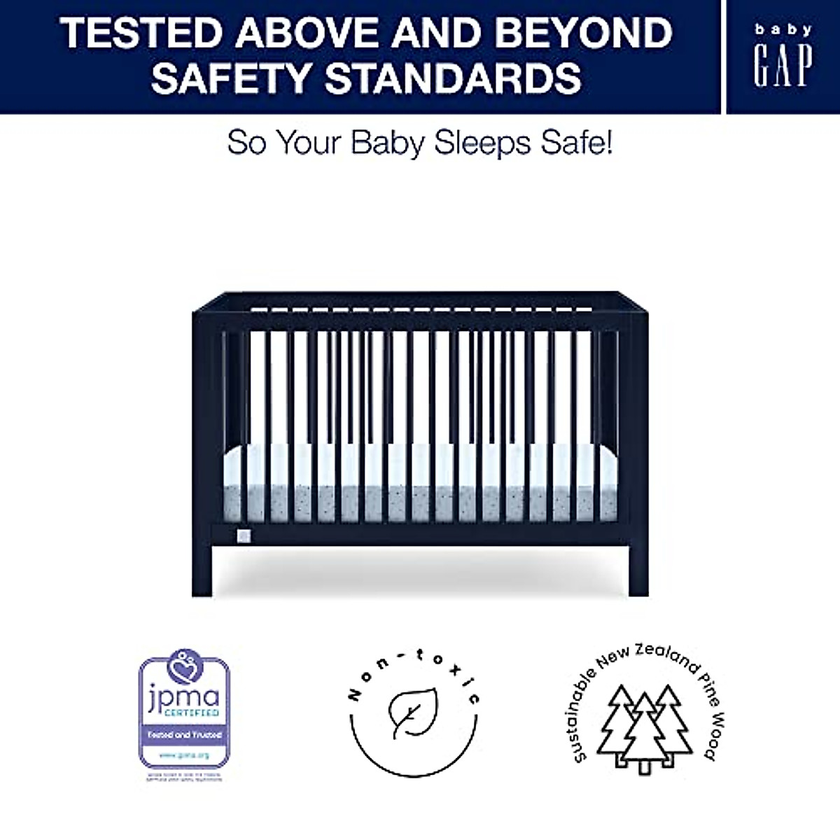 babyGap by Delta Children Charlie 6-in-1 Convertible Crib - Greenguard Gold Certified, Navy