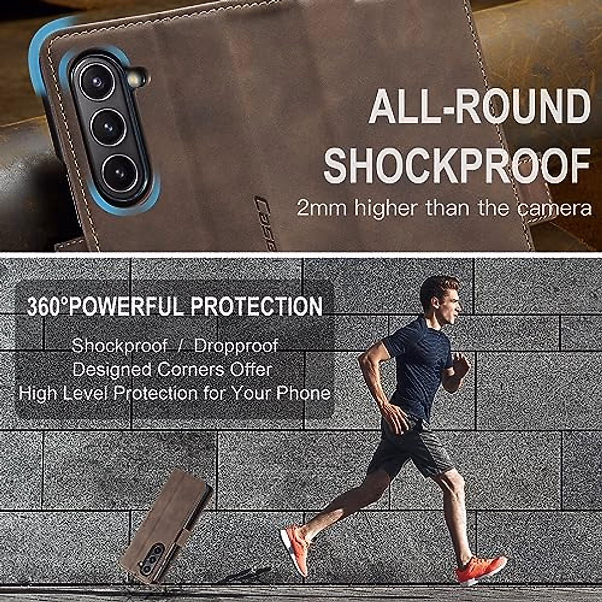 phone flip case Compatible with Samsung Galaxy Z Fold 5 Premium PU Leather Wallet Case, 2 in 1 Flip Magnetic Wallet Cover Case, Matte Soft Leather + TPU Bottom Shell Case W Card Holder+Money Pocket ph