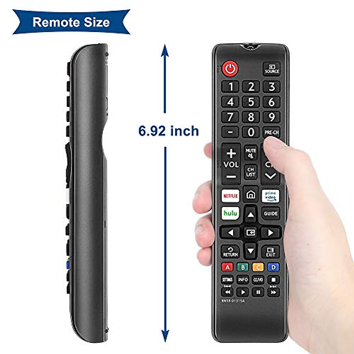 Gvirtue BN59-01315A BN59-01315D Replacement for Samsung Remote Control and Smart 4K Ultra UHD Curved Series 8/7/ 6 TV HDTV LED, UN 32/40/ 43/50/ 55/58/ 65/75 inch N/NU/RU Series 5300 6900 710D