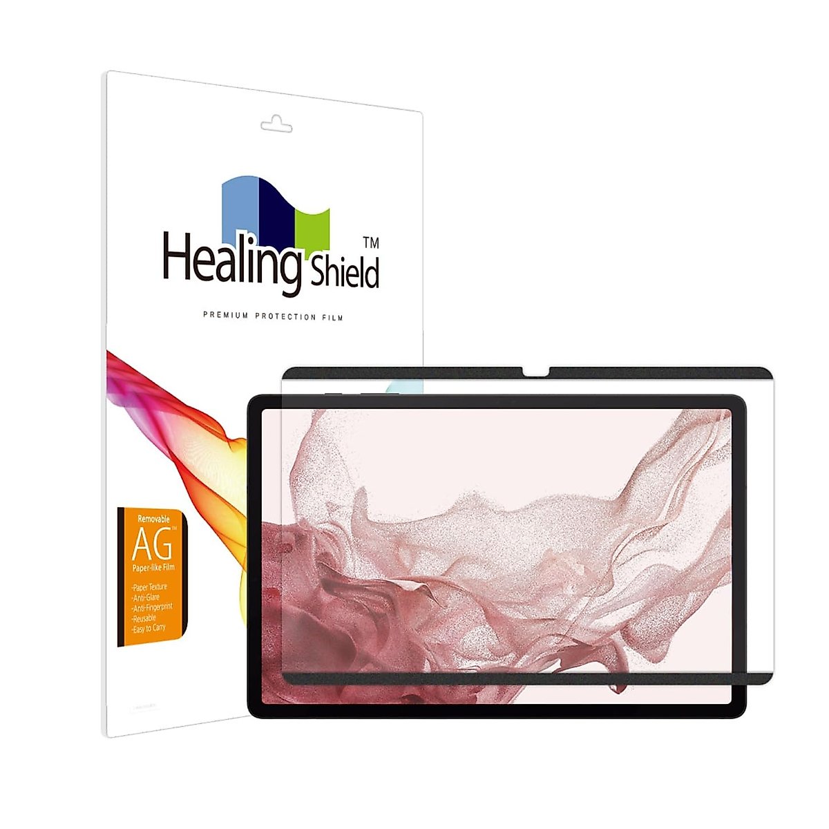 Healing Shield Reusable Paper Texture Screen Protector Compatible with Samsung Galaxy Tab S9 Plus 2023 / S8 Plus 2022 / S7 FE 2021 / S7 Plus / S7+ (12.4), Detachable and Removable Anti Glare Matte